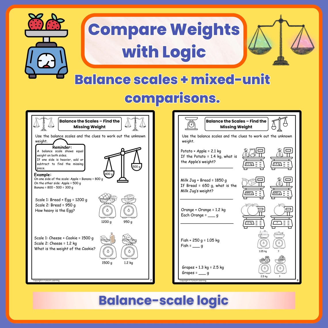 Weight Measurement Worksheets | Grams to Kilograms & Pounds Conversion ...