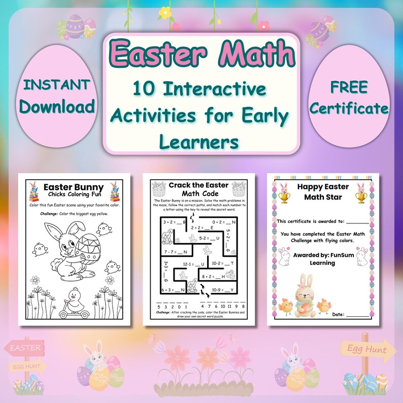 Easter Math Worksheets | Kids Fun Activities | Preschool, Kindergarten ...