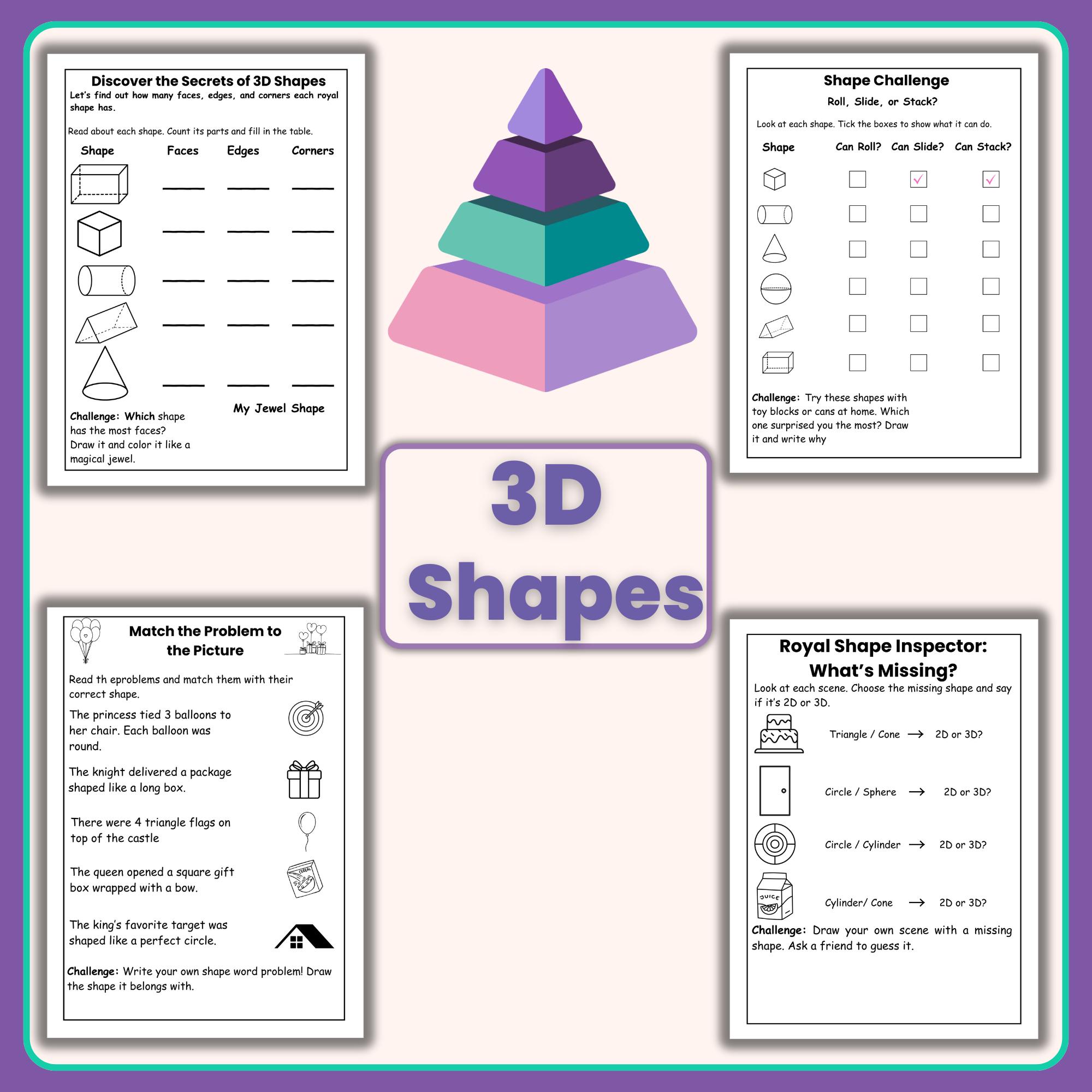 2D and 3D Shapes Worksheets for Grade 1 and 2 | Homeschool Geometry ...