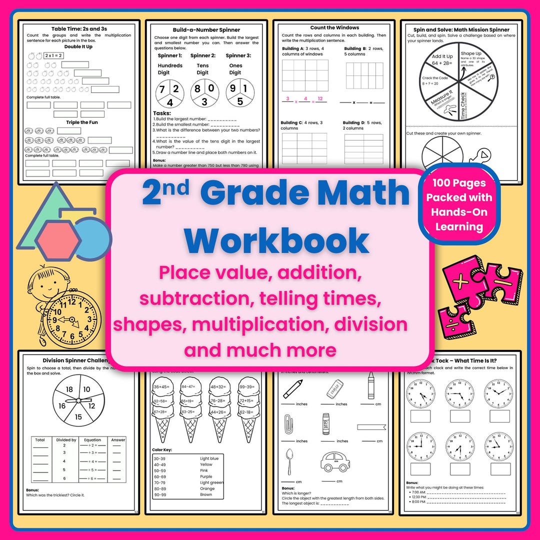2nd Grade Math Workbook: Addition, Subtraction, Telling Time (PDF ...