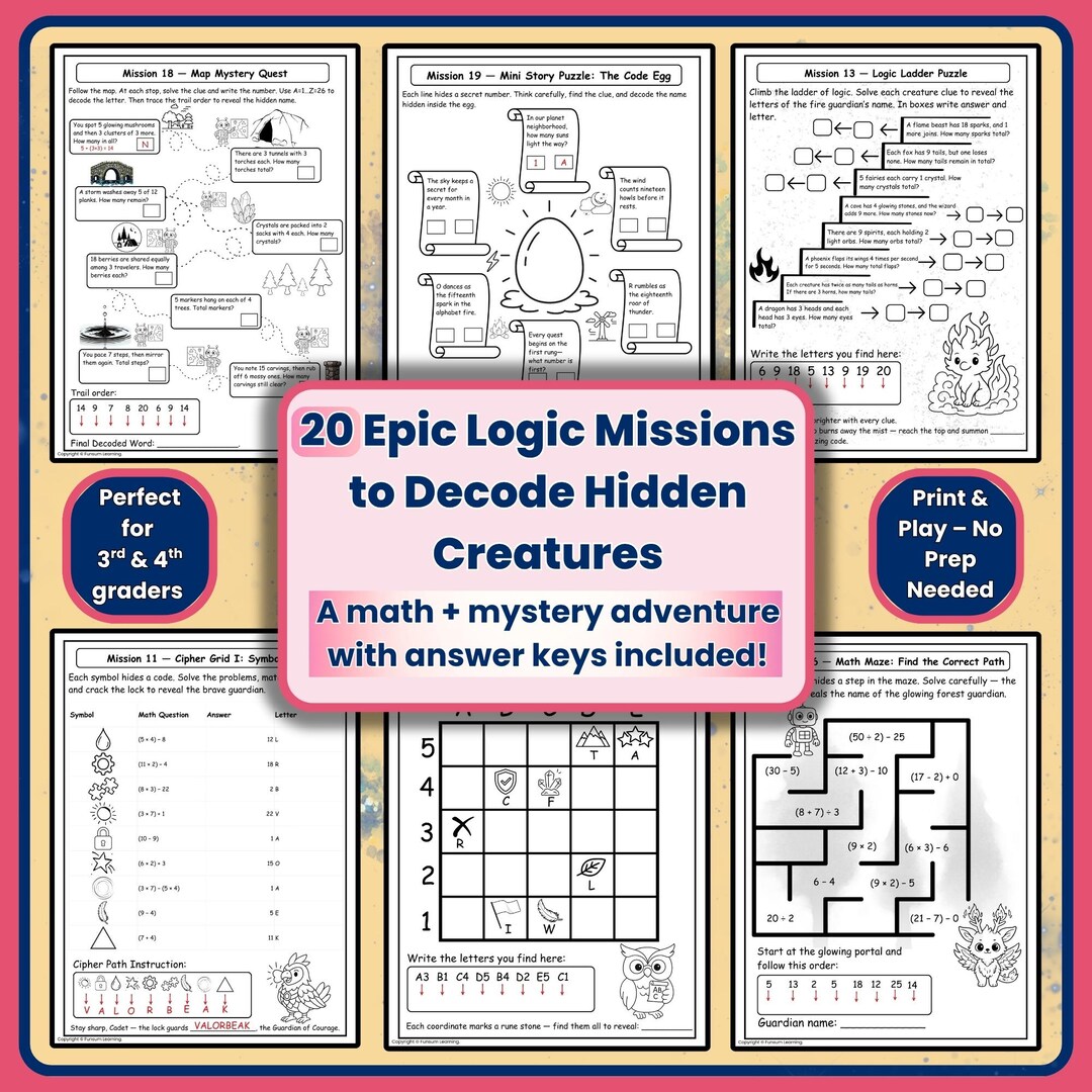 Math Logic Puzzles for Kids | Grades 3–4 Critical Thinking Worksheets ...