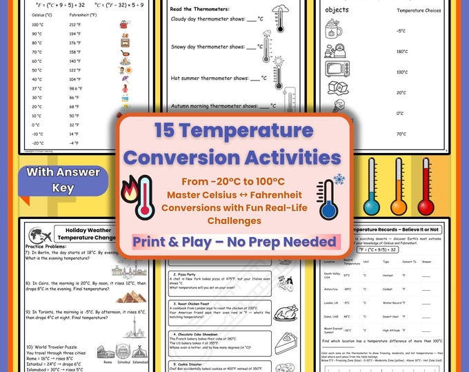 Printable Fahrenheit Celsius Conversion Chart (US Letter) (PDF) - Etsy ...