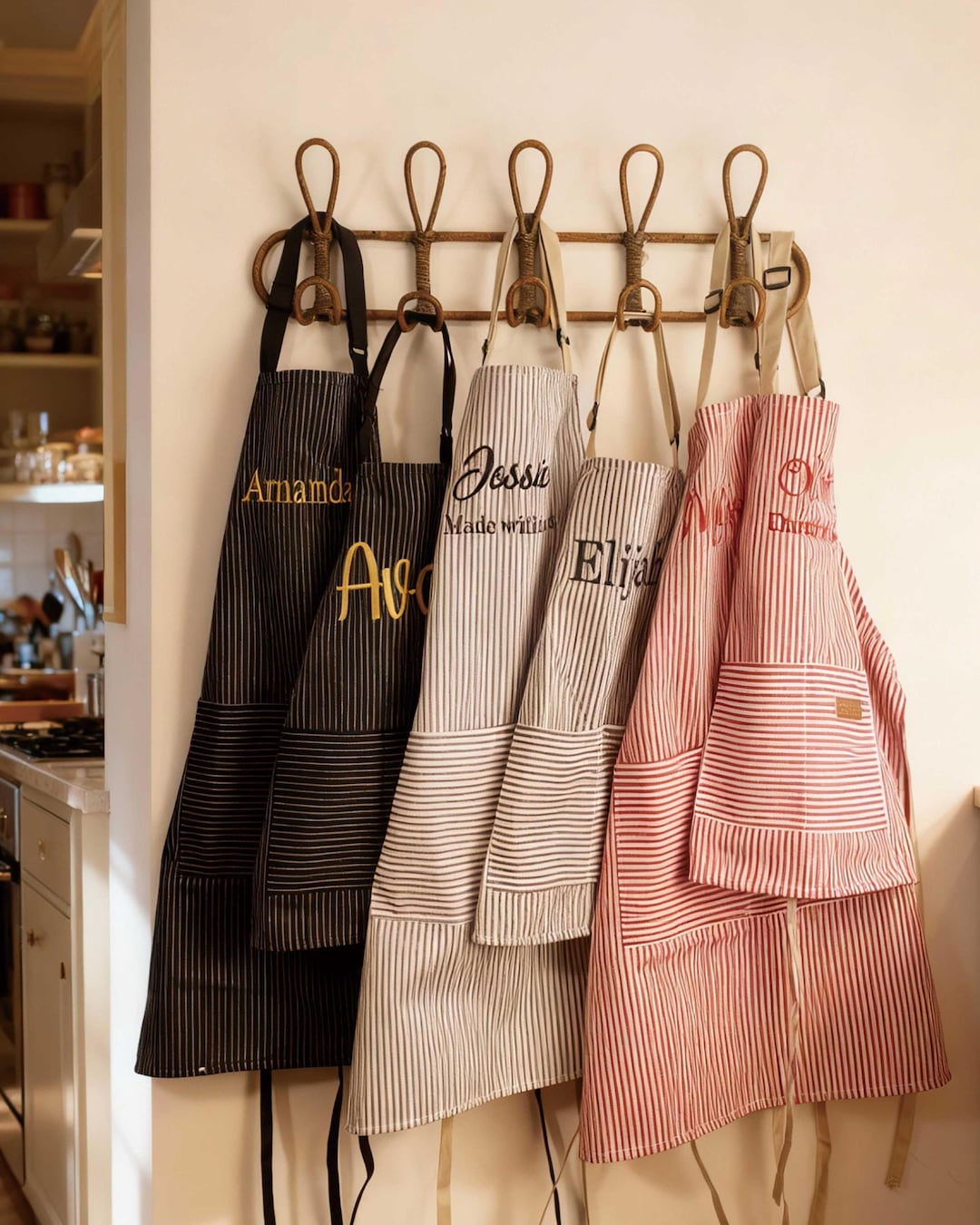 Embroidered Family Apron Set – Personalized Matching Aprons for Cooking ...