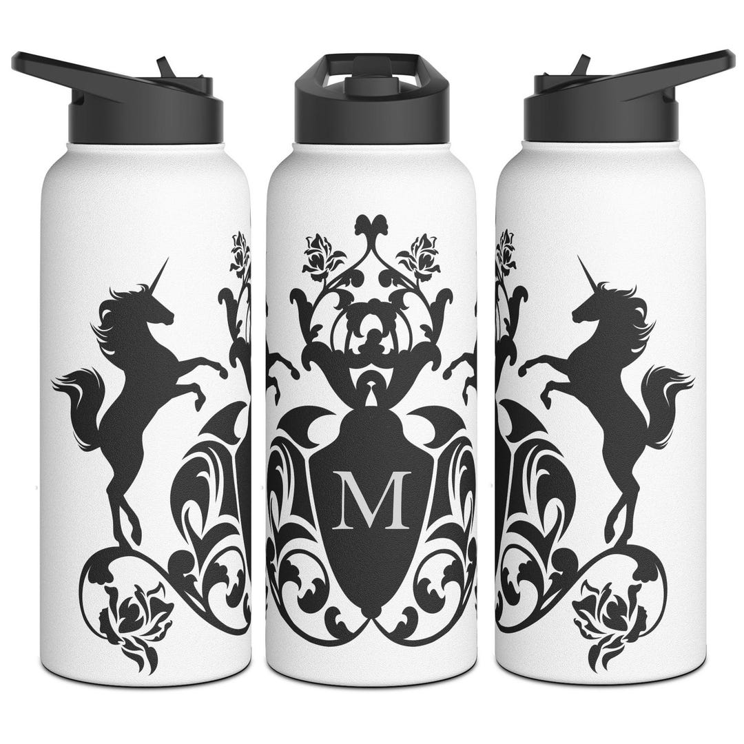 Unicorn Coat of Arms and Flourish With Your Monogram Wildlife Art ...