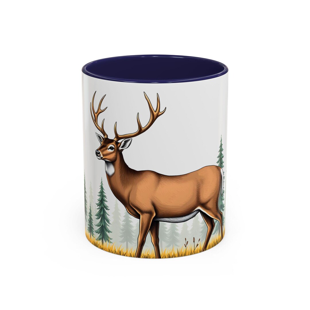 Whitetail Deer Buck With Antlers Wildlife Design on Accent Two Tone ...