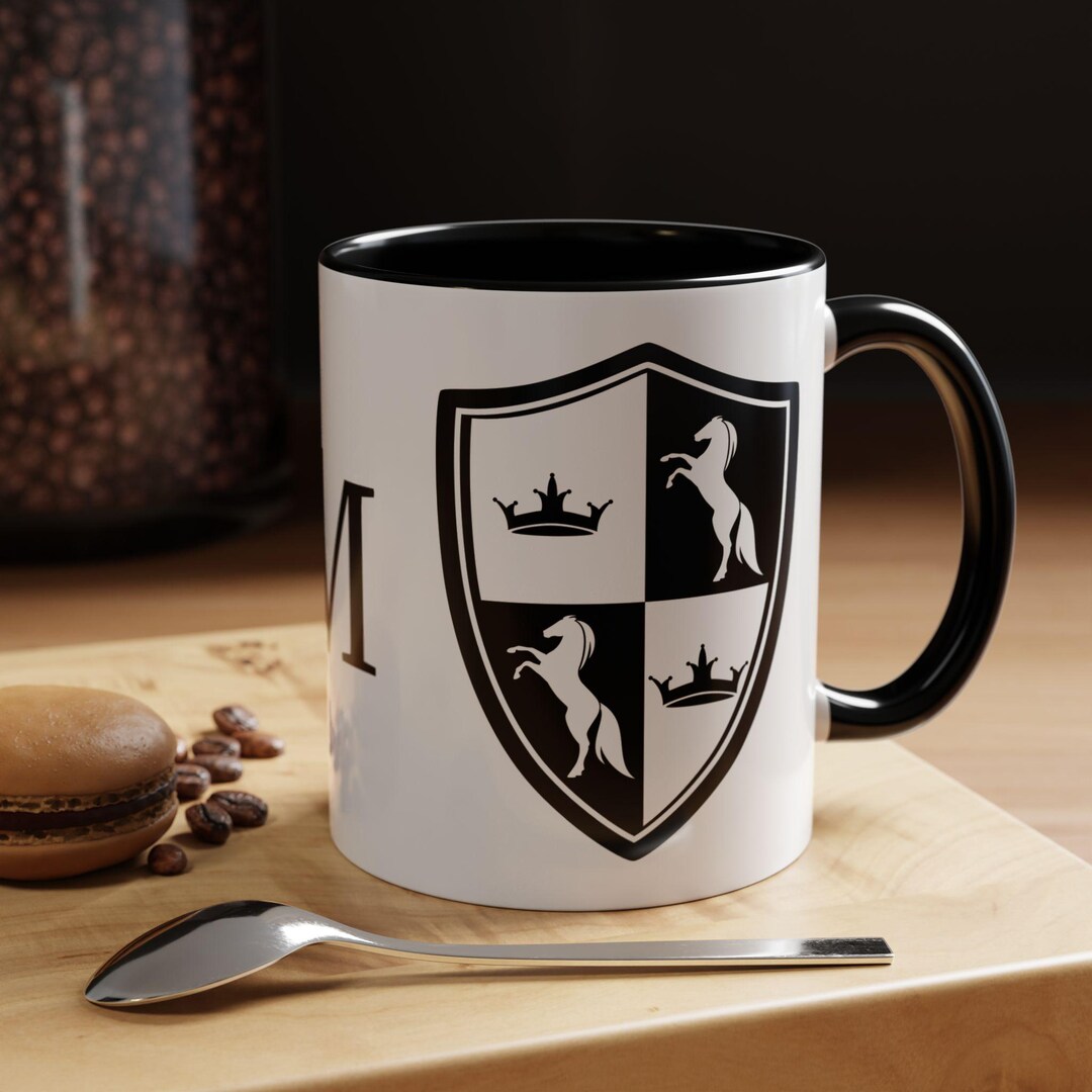 Horses and Crowns Medieval Style Escutcheon and Monogram on Accent Two ...