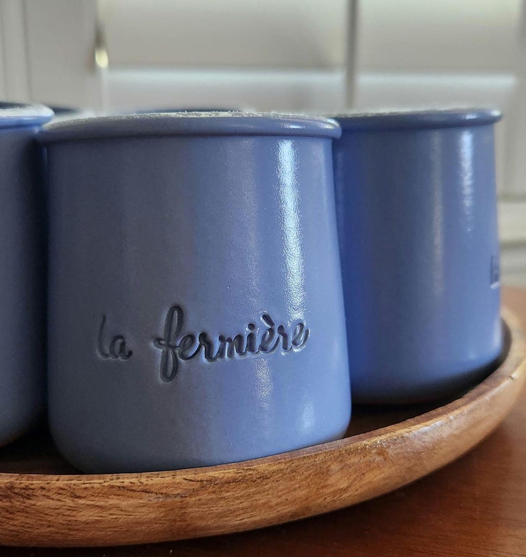 Lot of 8 Cermer La Fermière Terracotta Yogurt Cups/pots in Periwinkle ...
