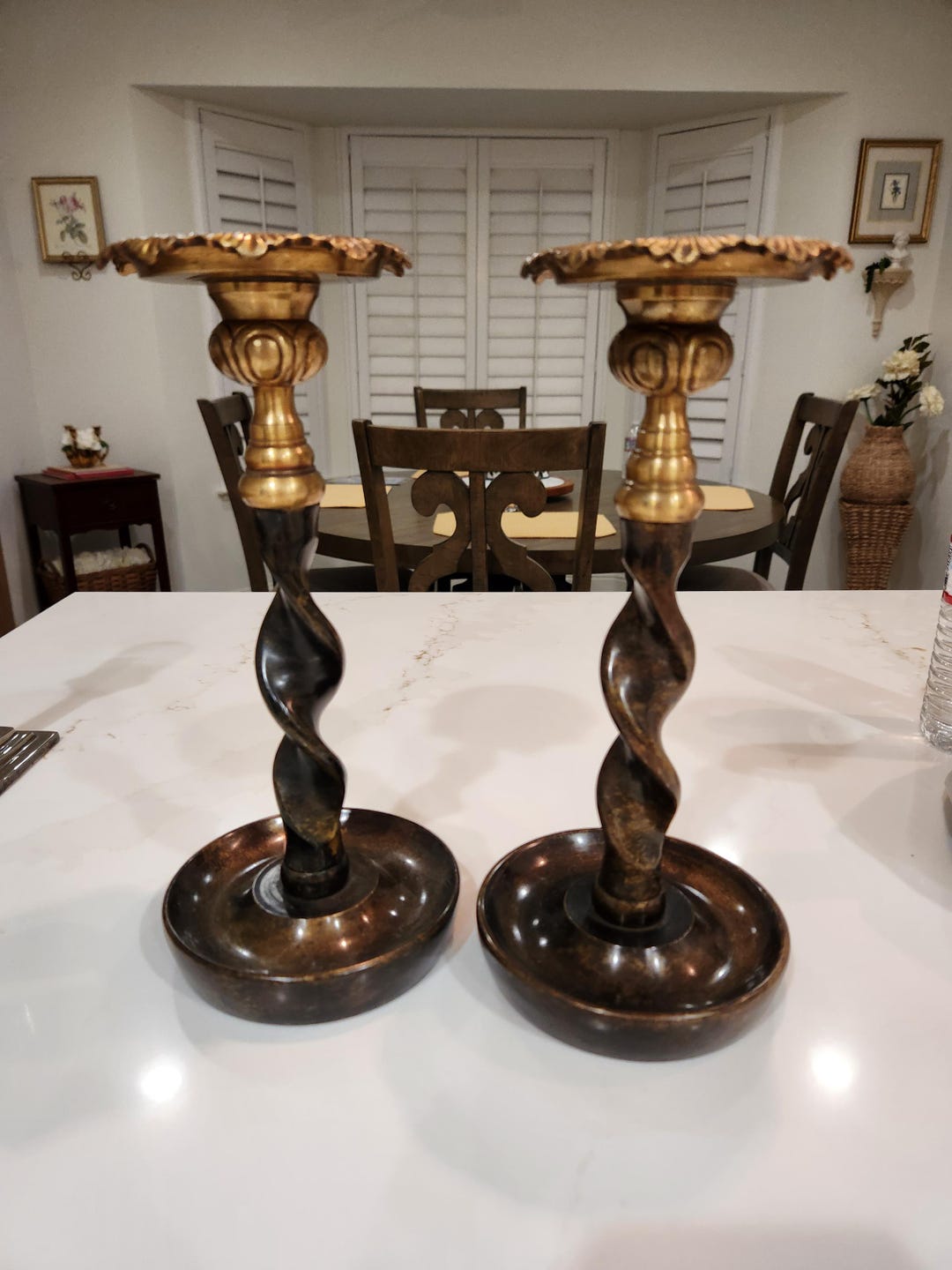 Pair of Vtg Bronze Brass Maitland Smith Barley Twist Candlestick ...