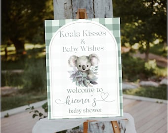Koala Welcome Sign Baby Shower Birthday Signage Editable Template ...