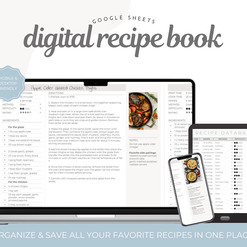 Cook Book Google Sheet - Etsy