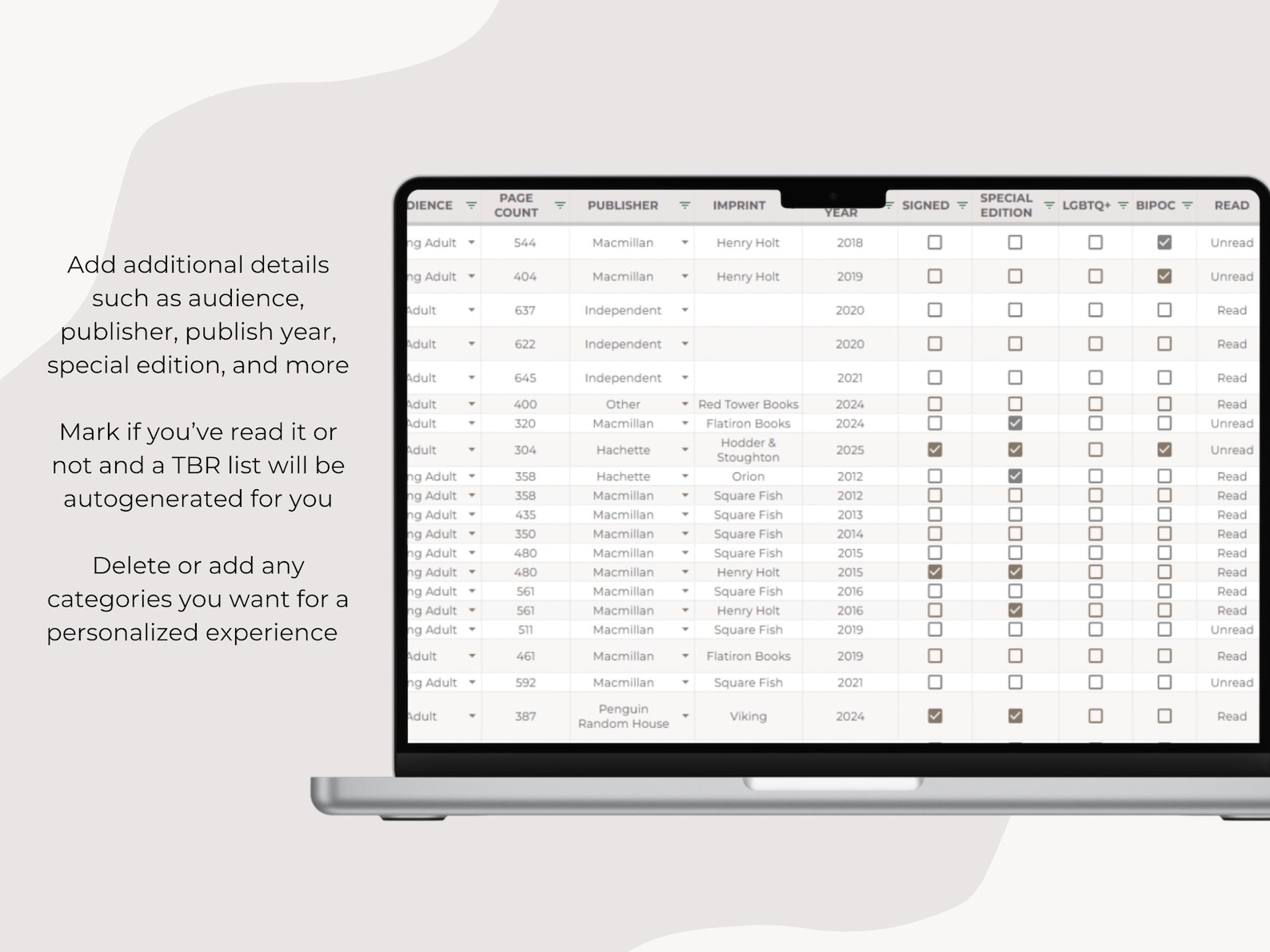 Personal Library Tracker: Google Sheets Template for Book Lovers ...