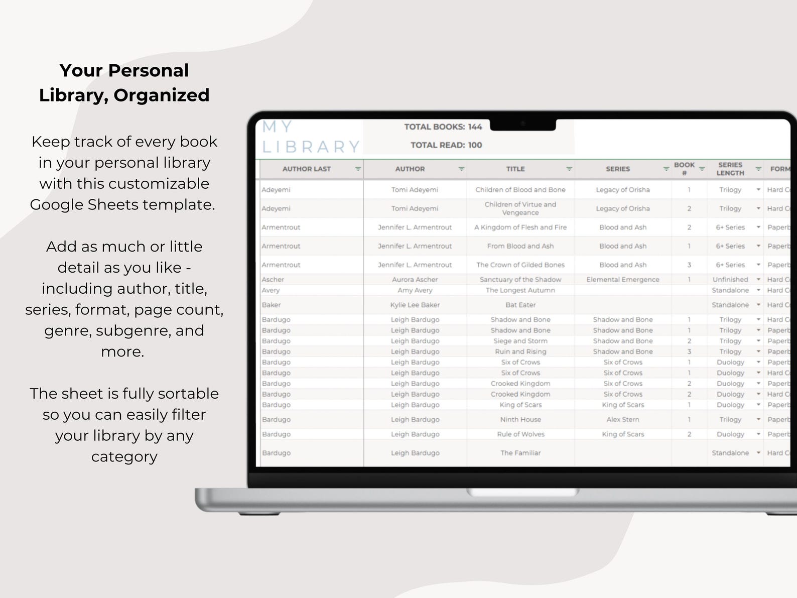 Personal Library Tracker: Google Sheets Template for Book Lovers ...
