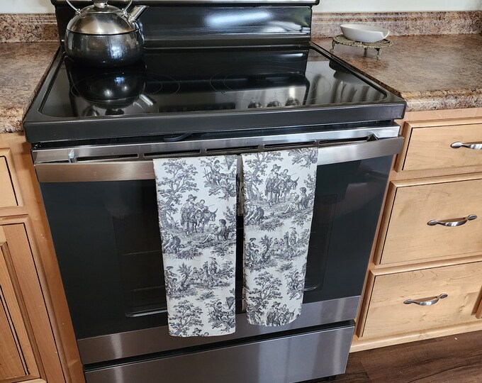 Tea Towel, Black and White Dish Towel, Decorated Hand Towel, Handmade ...