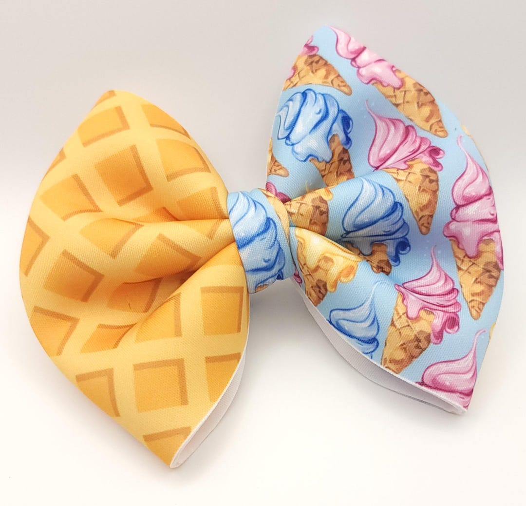 Ice Cream Cone Hair Bow | Handmade Neoprene 5" Toddler Clip - Etsy