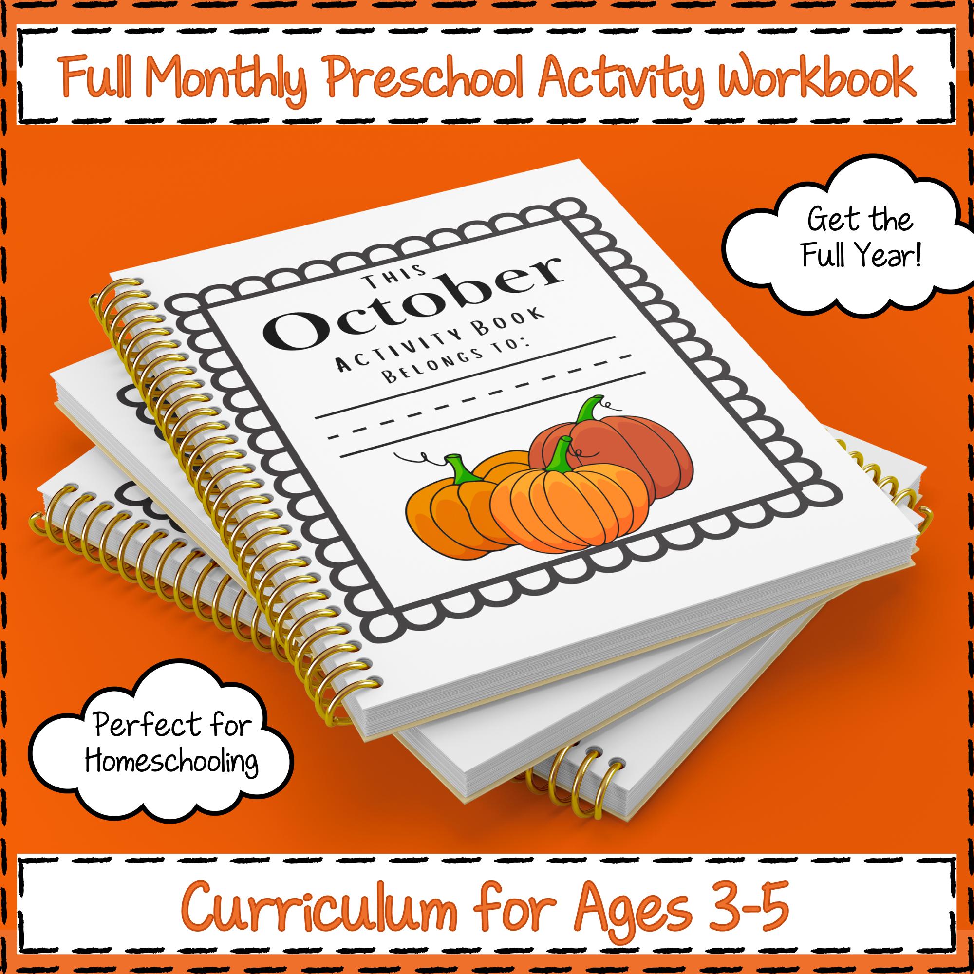October Preschool Activity Workbook Age 3-5, Preschool Curriculum ...