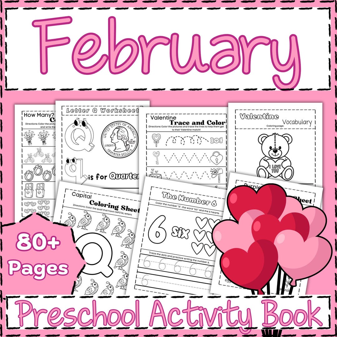 February Preschool Activity Workbook Age 3-5, Preschool Curriculum ...