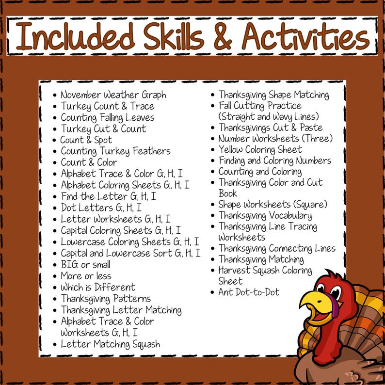 November Preschool Activity Workbook Age 3-5, Preschool Curriculum ...