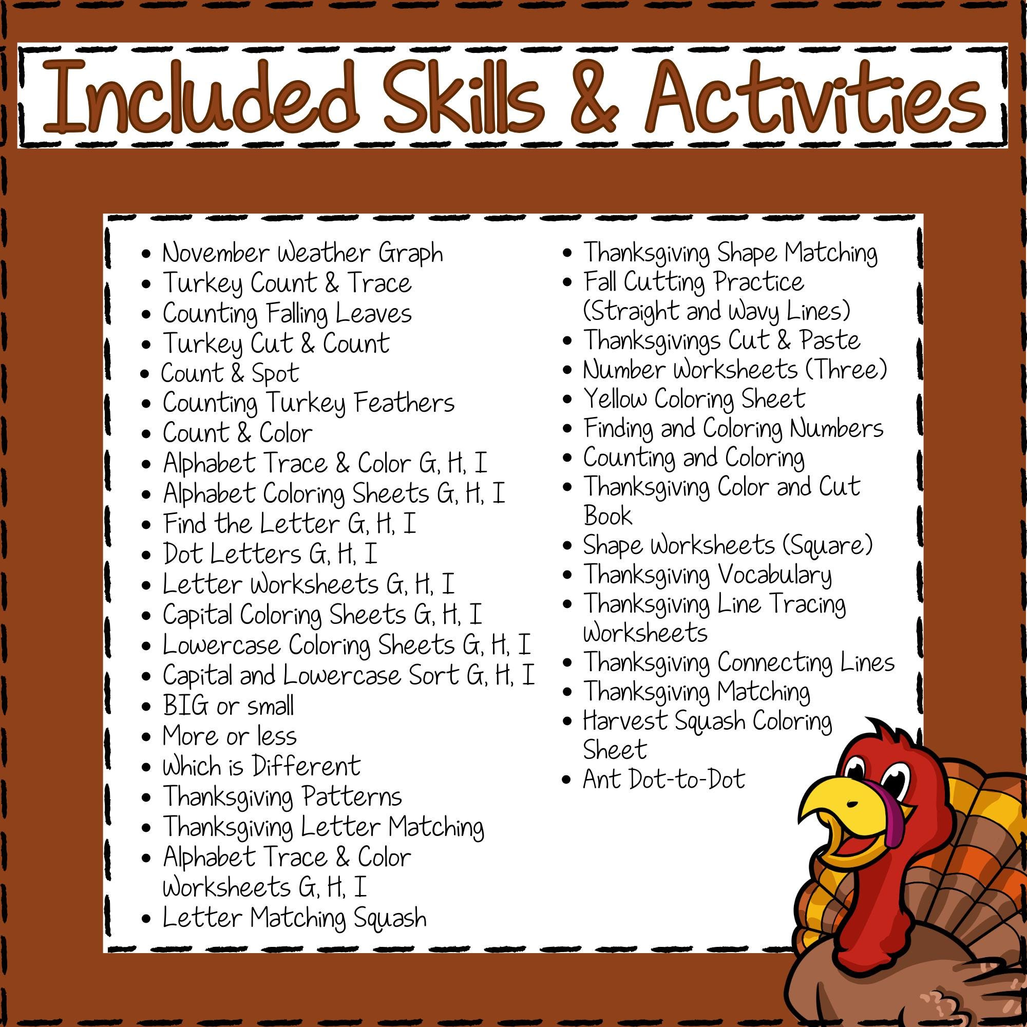 November Preschool Activity Workbook Age 3-5, Preschool Curriculum ...