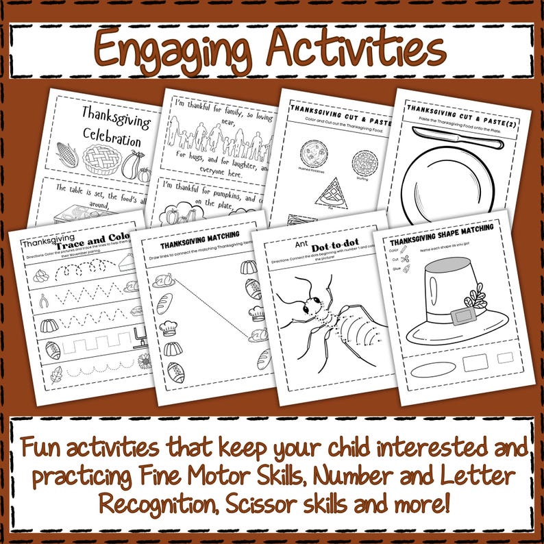 November Preschool Activity Workbook Age 3-5, Preschool Curriculum ...