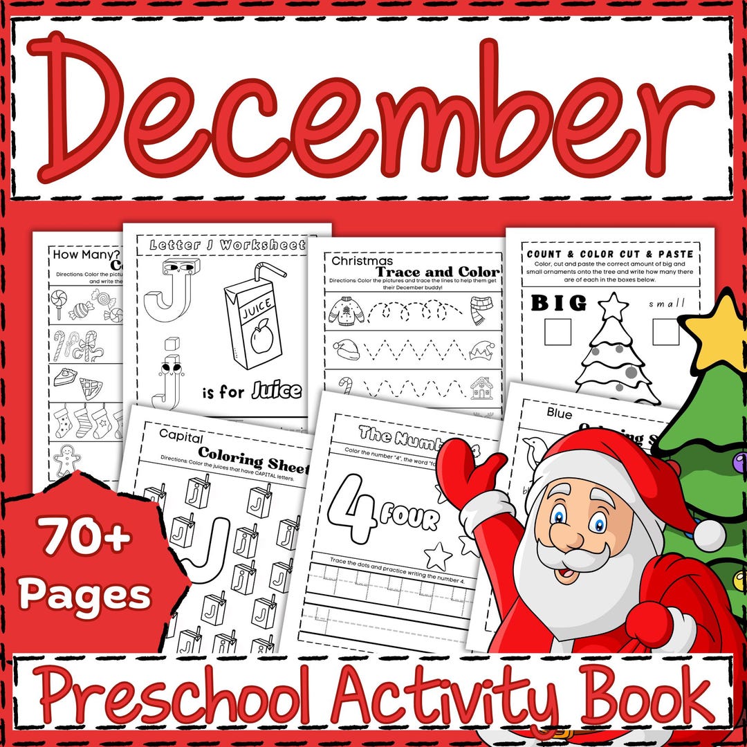December Preschool Activity Workbook Age 3-5, Preschool Curriculum ...