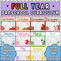 Full Year Preschool Curriculum Bundle, Back to School Prek Learning ...