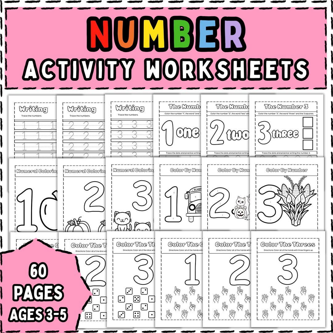 Number Worksheets Bundle, Number Activities, 123 Activities, Preschool ...