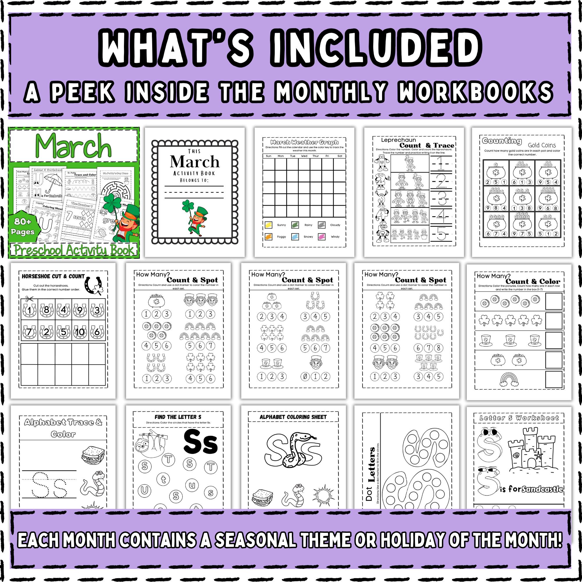 Full Year Preschool Activity Workbooks Age 3-5, Preschool Curriculum ...
