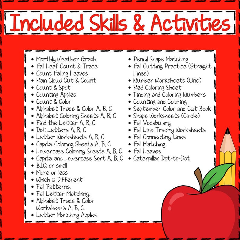 September Preschool Activity Workbook Age 3-5, Preschool Curriculum ...