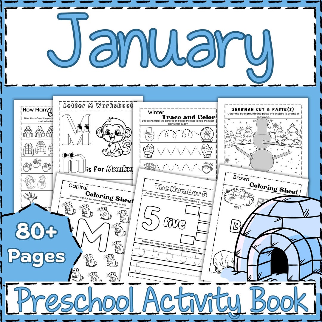 January Preschool Activity Workbook Age 3-5, Preschool Curriculum ...