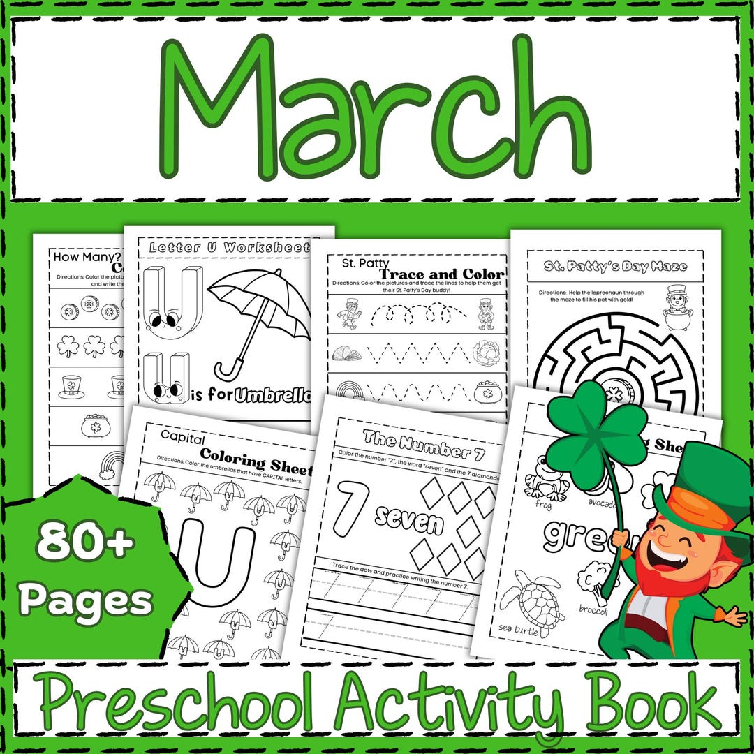 March Preschool Activity Workbook Age 3-5, Preschool Curriculum ...