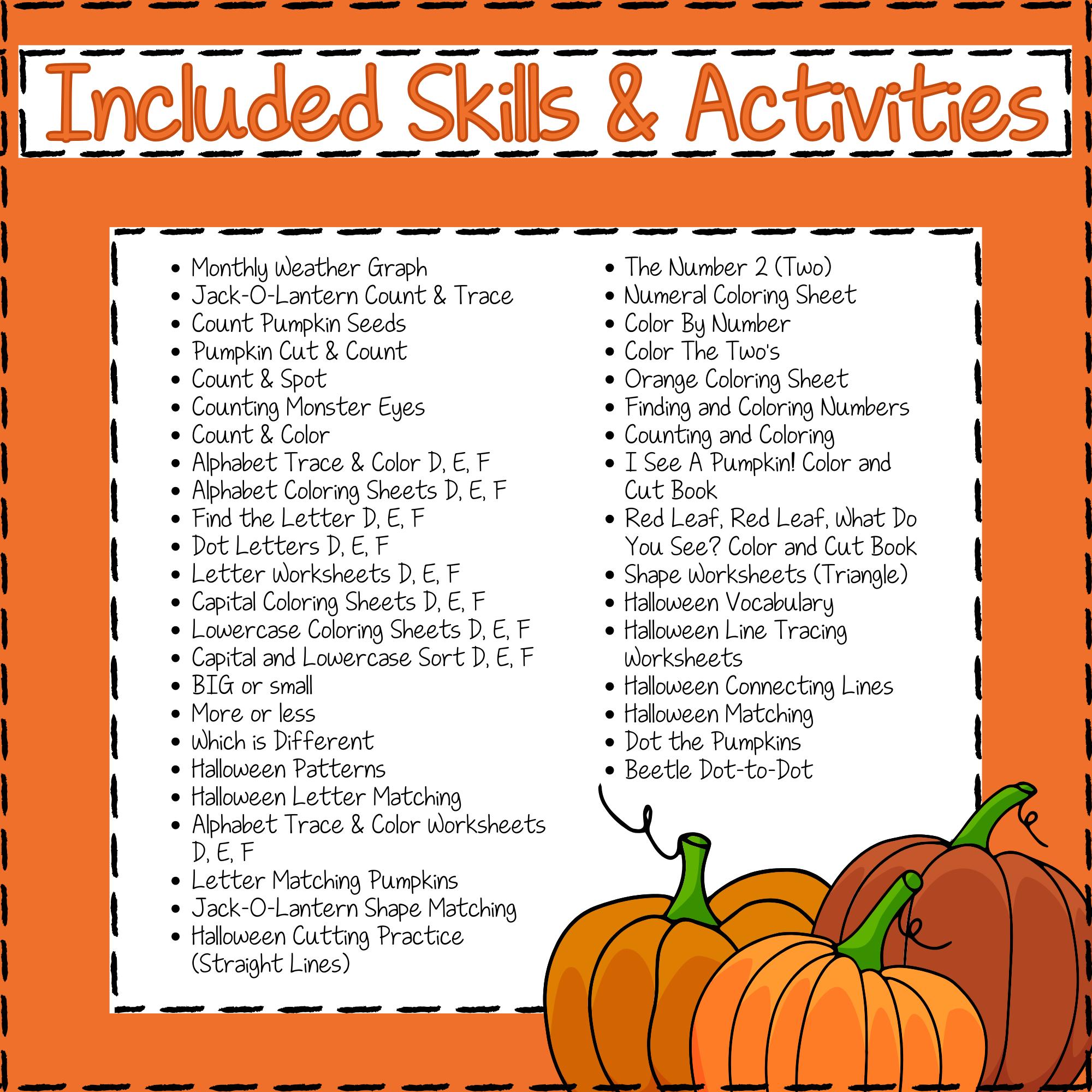 October Preschool Activity Workbook Age 3-5, Preschool Curriculum ...