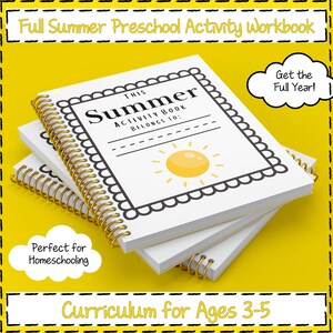 Summer Preschool Activity Workbook Age 3-5, Preschool Curriculum ...