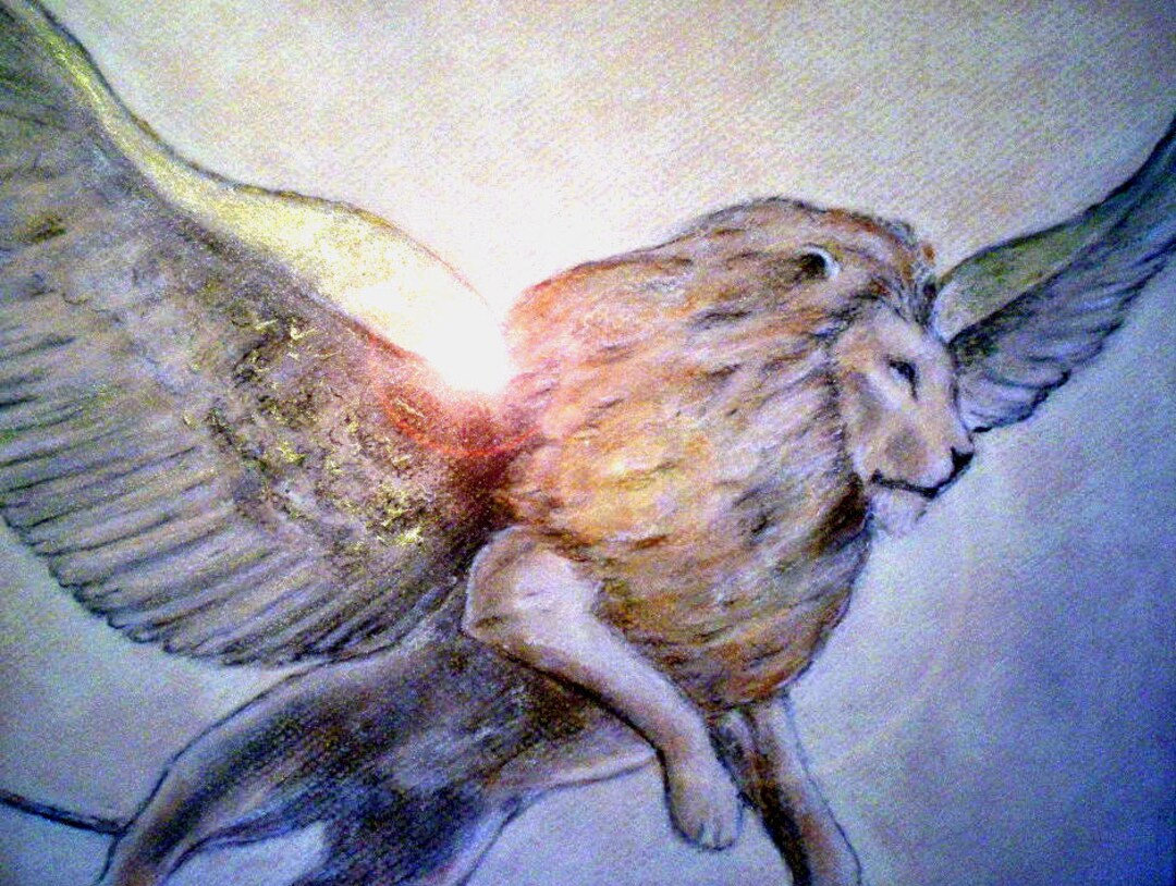 Golden Winged Lion Tile- Lisa Azzano Sculptures - Etsy