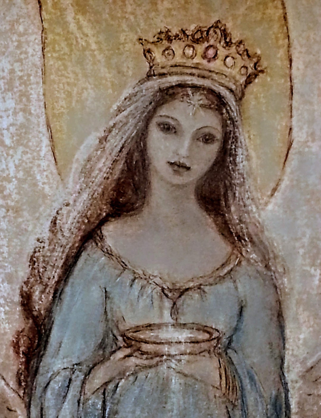 Angel Danu- Ceramic Tile- Original Drawing- Lisa Azzano Sculptures - Etsy