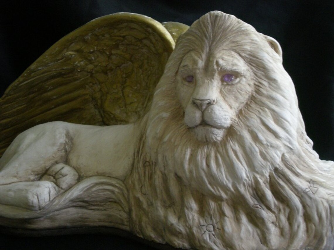 Golden Winged Lion Sculpture- Lisa Azzano Sculptures - Etsy