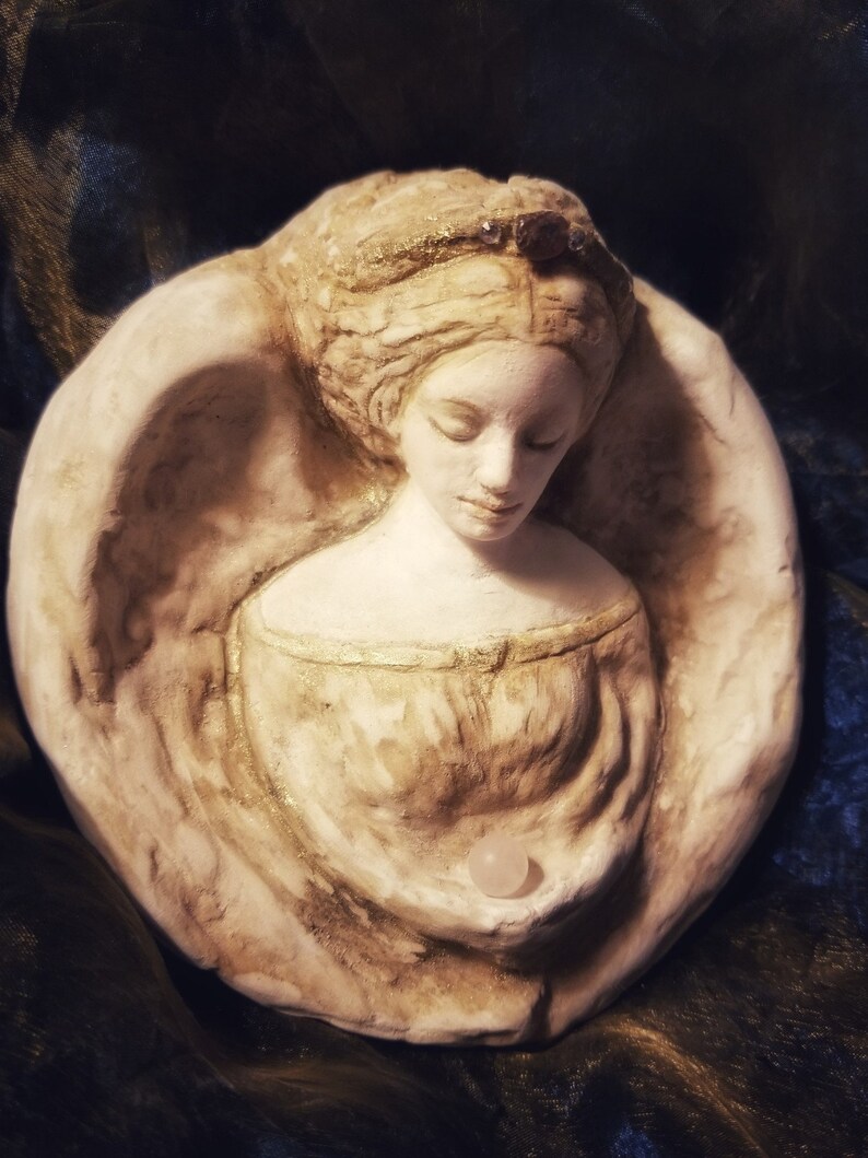 Angel of Devotion- Sculpted Roundel- Lisa Azzano Sculptures - Etsy