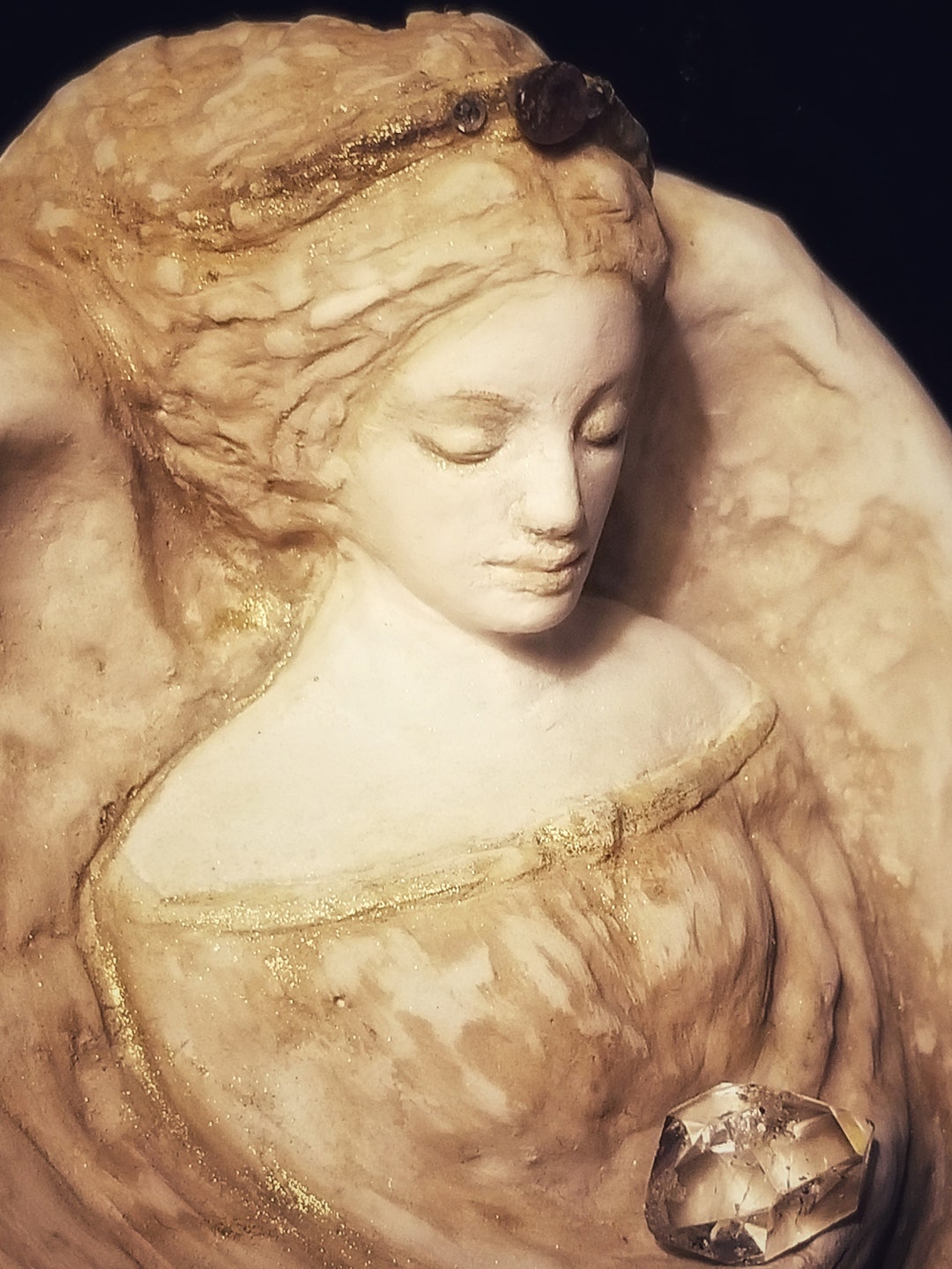 Angel of Devotion- Sculpted Roundel- Lisa Azzano Sculptures - Etsy