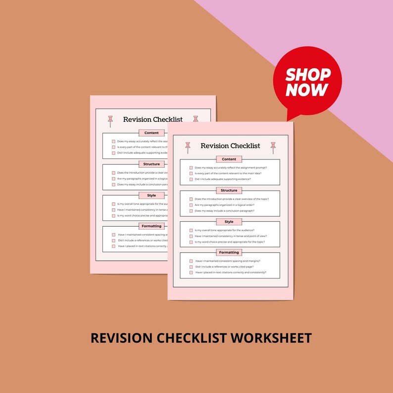 Revision Checklist Worksheet | Study Aid | Exam Prep Planner ...