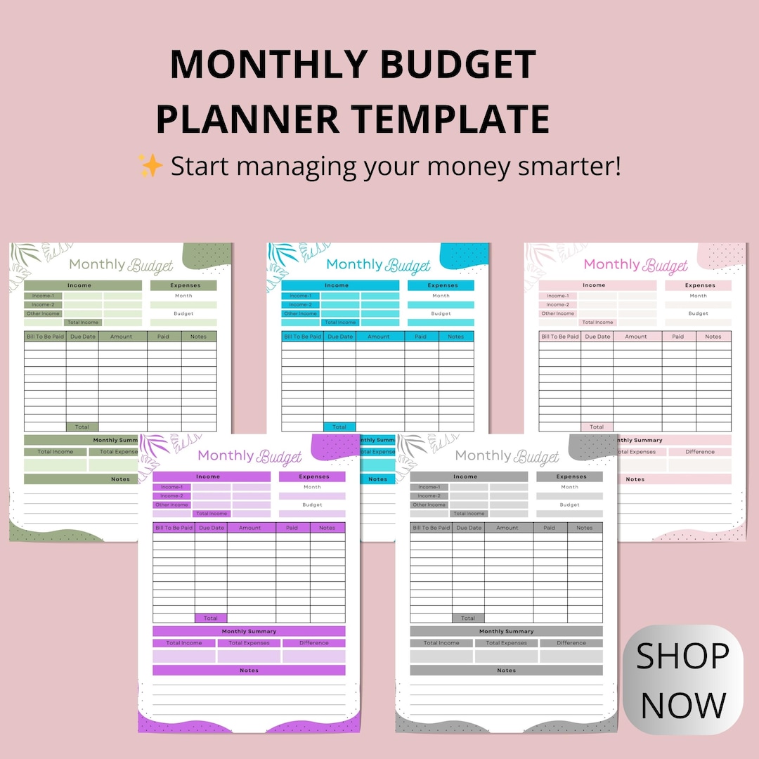 Monthly Budget Planner Template | Printable Finance Tracker | Expense ...
