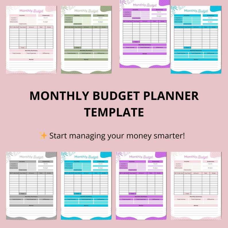 Monthly Budget Planner Template | Printable Finance Tracker | Expense ...