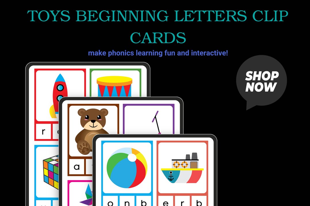 Toys Beginning Letters Clip Cards | Alphabet Matching Game | Preschool ...