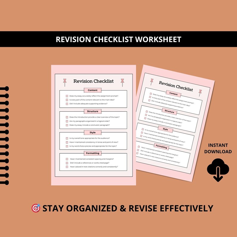Revision Checklist Worksheet | Study Aid | Exam Prep Planner ...