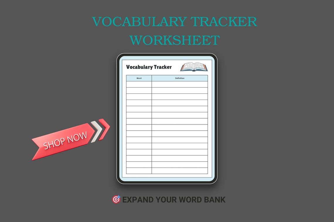 Vocabulary Tracker Worksheet | Printable Study Aid | Language Learning ...