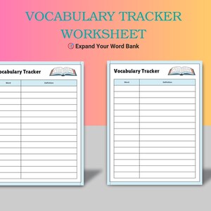 Vocabulary Tracker Worksheet | Printable Study Aid | Language Learning ...