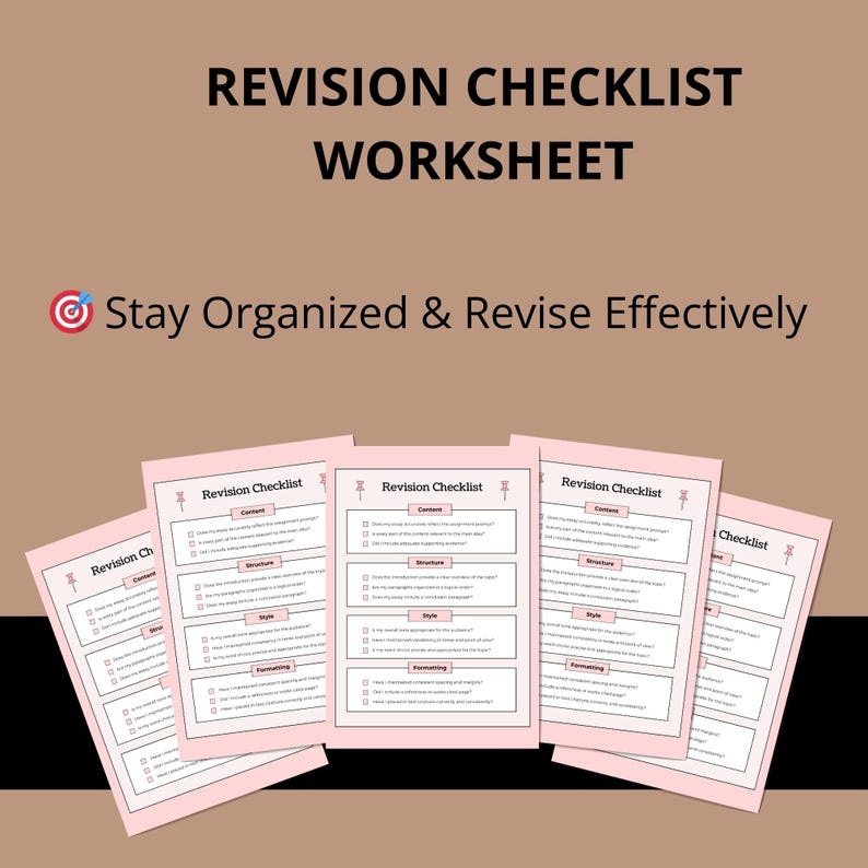 Revision Checklist Worksheet | Study Aid | Exam Prep Planner ...