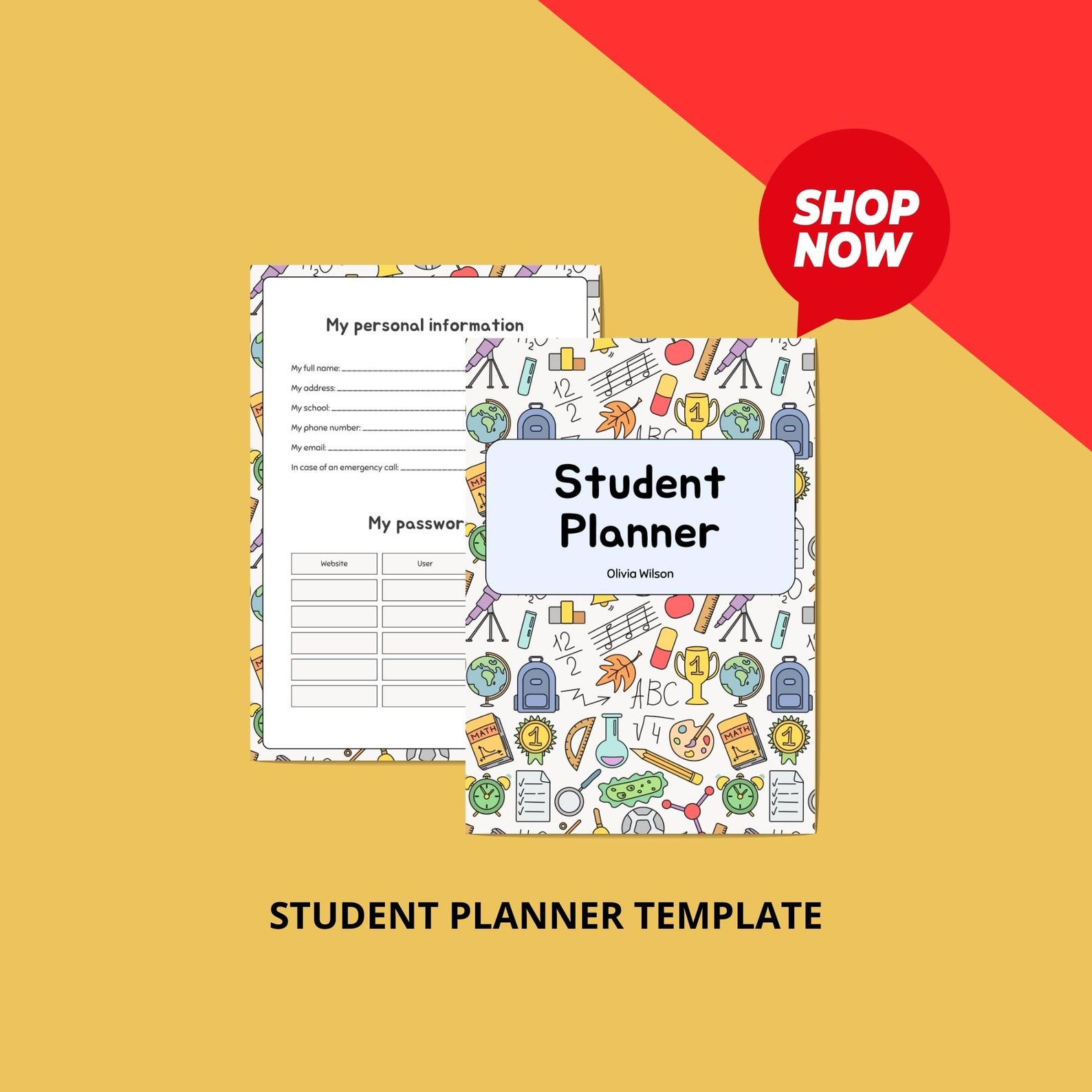 Student Planner Template | Printable Academic Planner | Homework & Exam ...