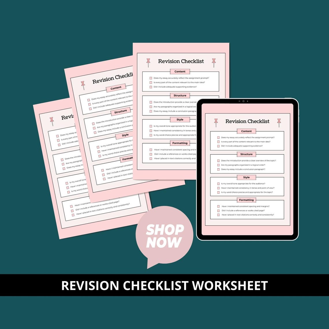 Revision Checklist Worksheet | Study Aid | Exam Prep Planner ...