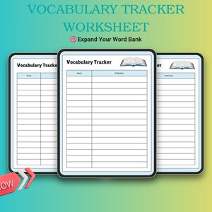 Vocabulary Tracker Worksheet | Printable Study Aid | Language Learning ...