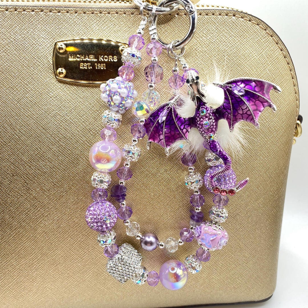Bling Flying Dragon Bag Charm: Crystal Beaded Keychain, Rhinestone ...