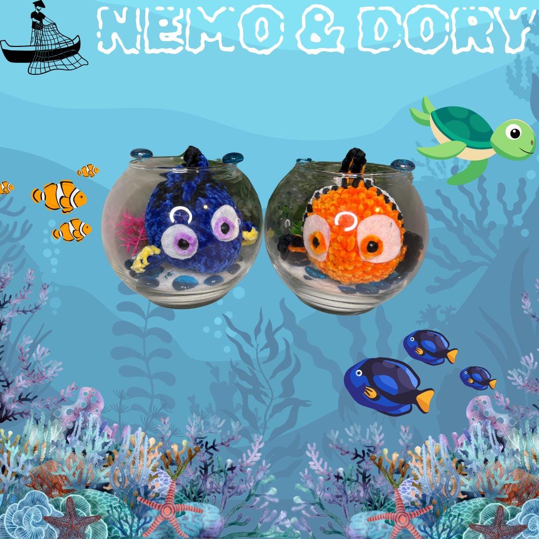 Crochet Nemo and Dory Fish Bowl - Etsy